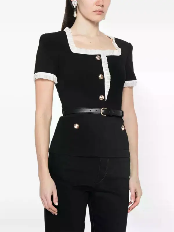 SELF-PORTRAIT Button-up Belted Blouse