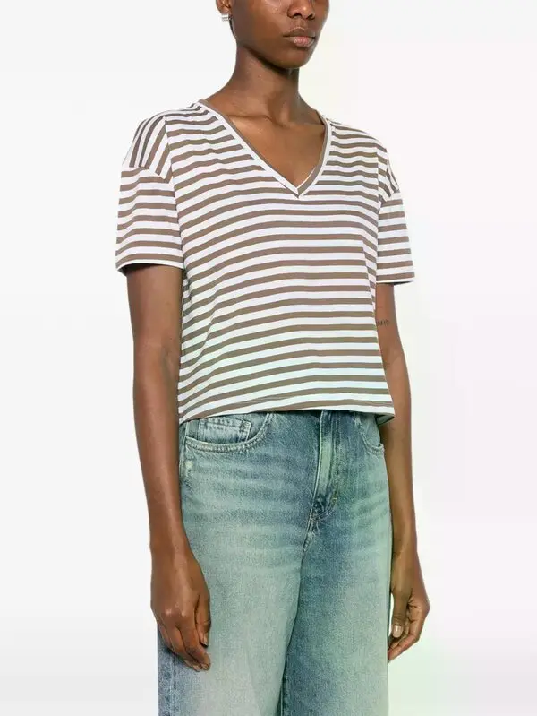 ARAGONA Striped V-neck T-shirt