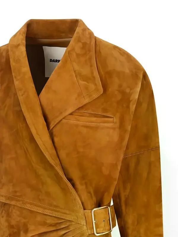 DARKPARK Cindy Belted Suede Jacket - Brown