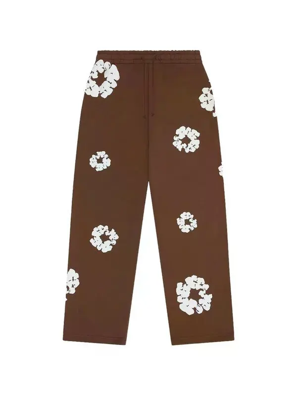 DENIM TEARS Wreath Open Hem Sweatpants - Brown