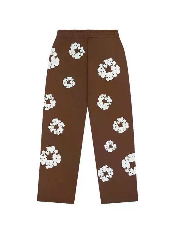 DENIM TEARS Wreath Open Hem Sweatpants - Brown