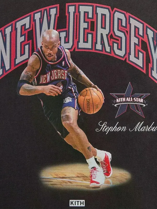 Kith X Nba All-star New Jersey Nets Stephon Marbury T-shirt - Grey