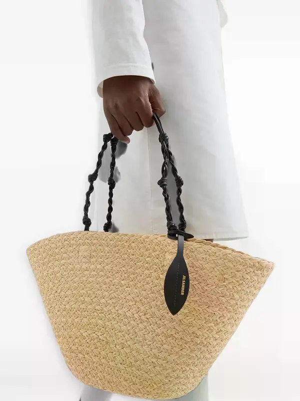 JIL SANDER Tangle Bucket Bag With Logo Tag - Neutrals