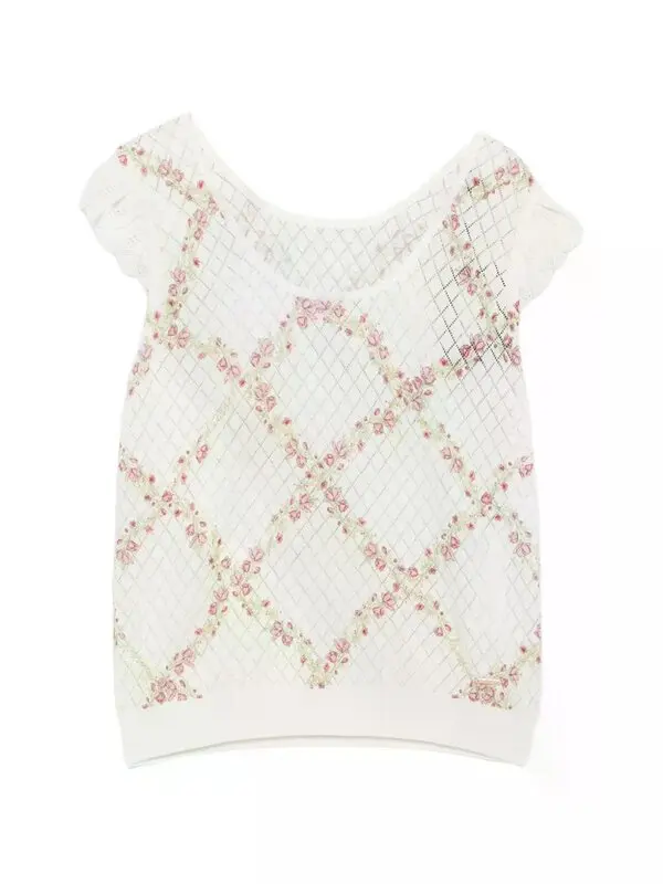 TWINSET Floral-print Short-sleeve Sweater - White