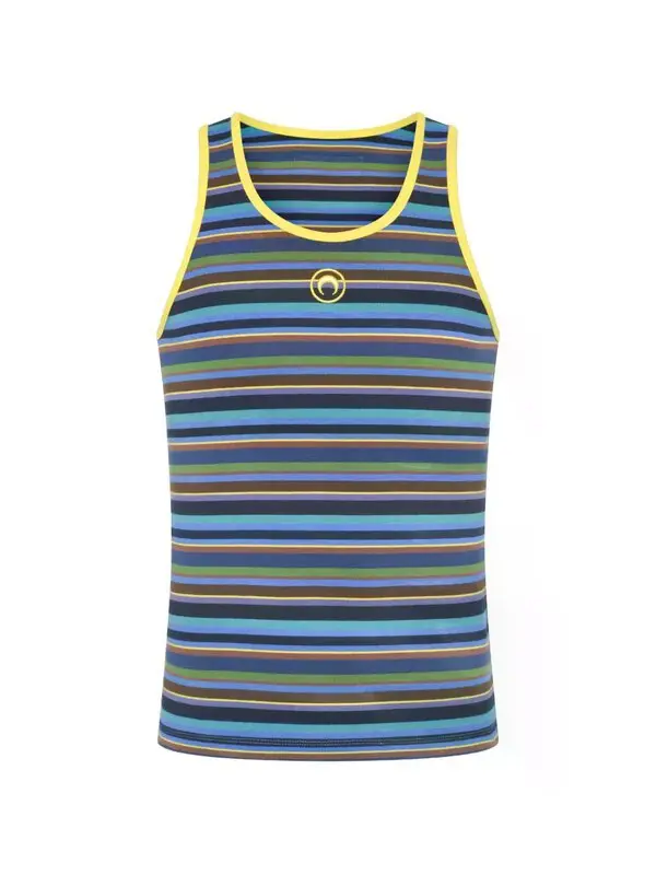 MARINE SERRE Moon Logo Striped Cotton Tank Top