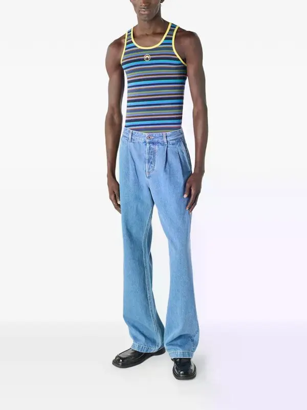 MARINE SERRE Moon Logo Striped Cotton Tank Top