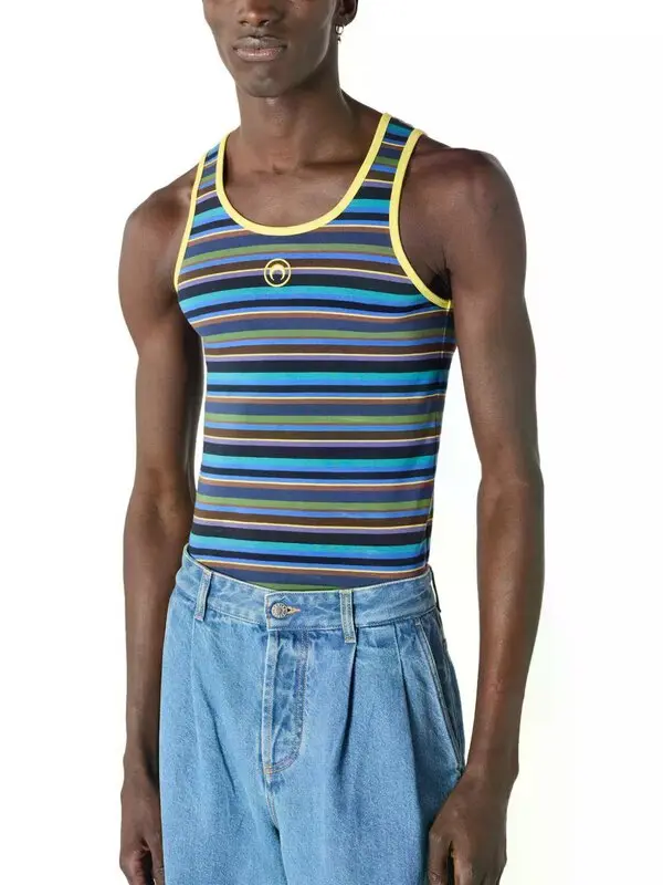 MARINE SERRE Moon Logo Striped Cotton Tank Top