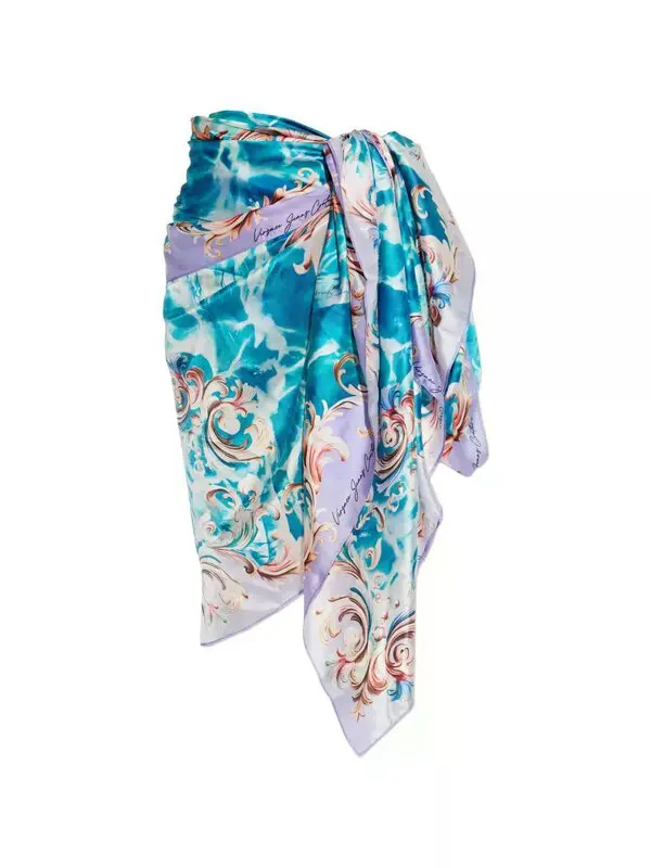 Versace Baroque-print Sarong - Blue