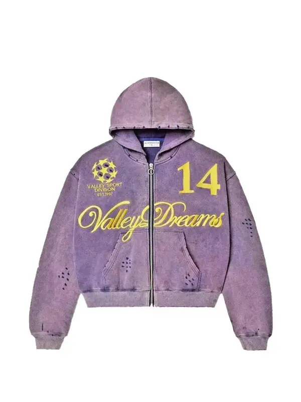 VALE FOREVER Embroidered Zip-up Hoodie - Purple