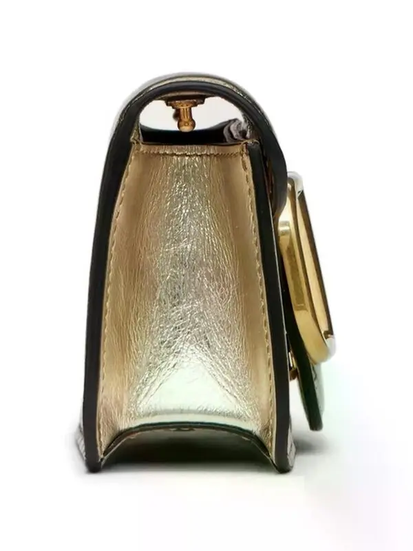 Valentino Garavani Small Locò Shoulder Bag In Metallic Calfskin - Gold