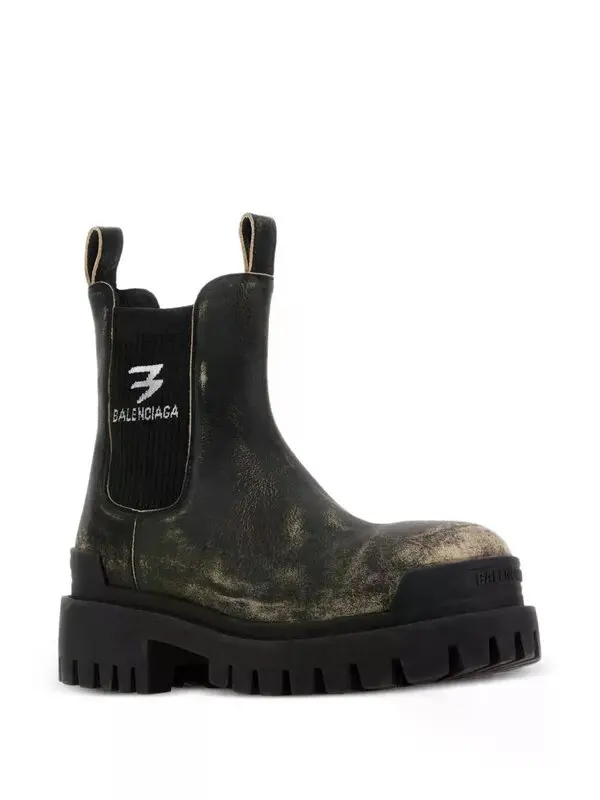 Balenciaga Strike Leather Chelsea Boots - Black