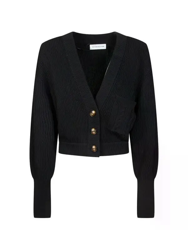 Victoria Beckham Button Cropped Cardigan - Neutrals