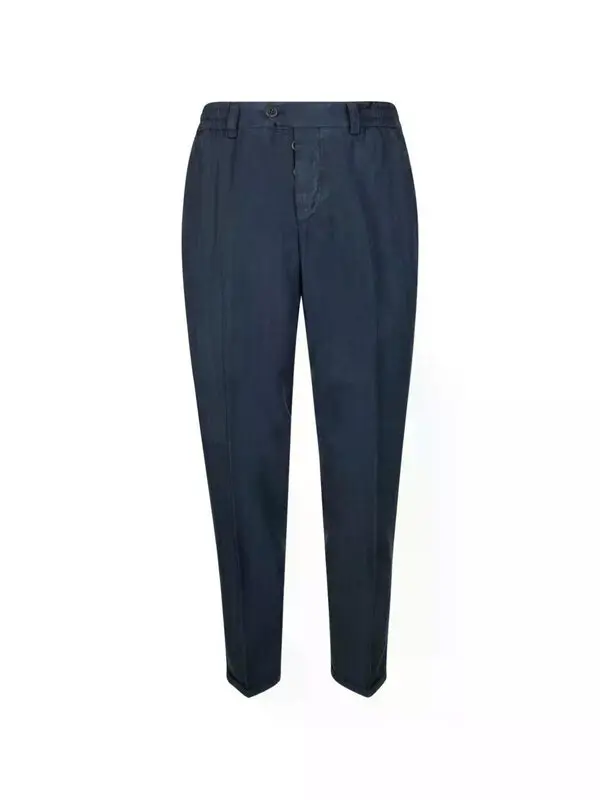 PT TORINO Pleated Cotton Trousers - Blue