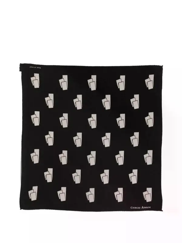 Giorgio Armani 2000s Geometric Silk Handkerchief - Black
