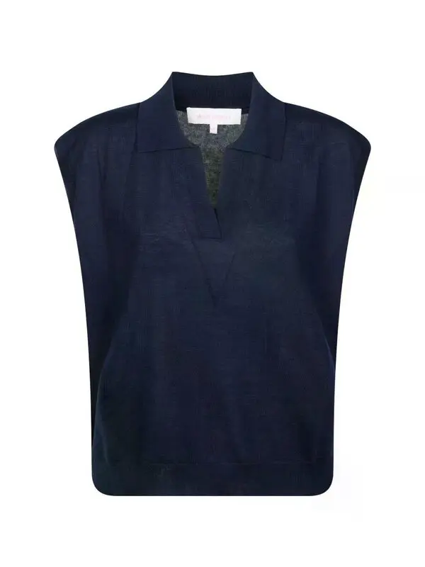 ABSOLUT CASHMERE Polo Sleeveless Top - Blue