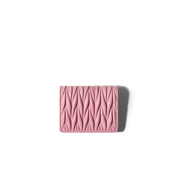 Miu Miu Small Matelassé Nappa Leather Wallet - Pink