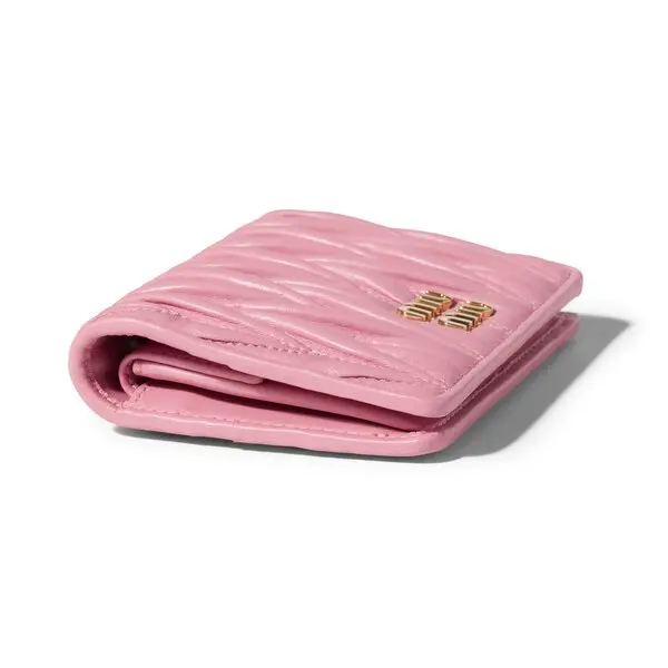 Miu Miu Small Matelassé Nappa Leather Wallet - Pink