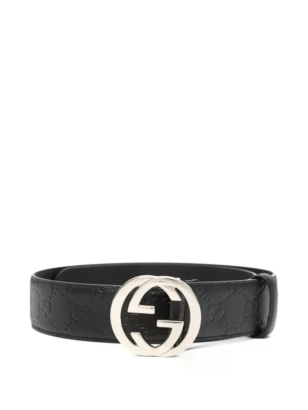 Gucci Logo-embossed Leather Belt - Black