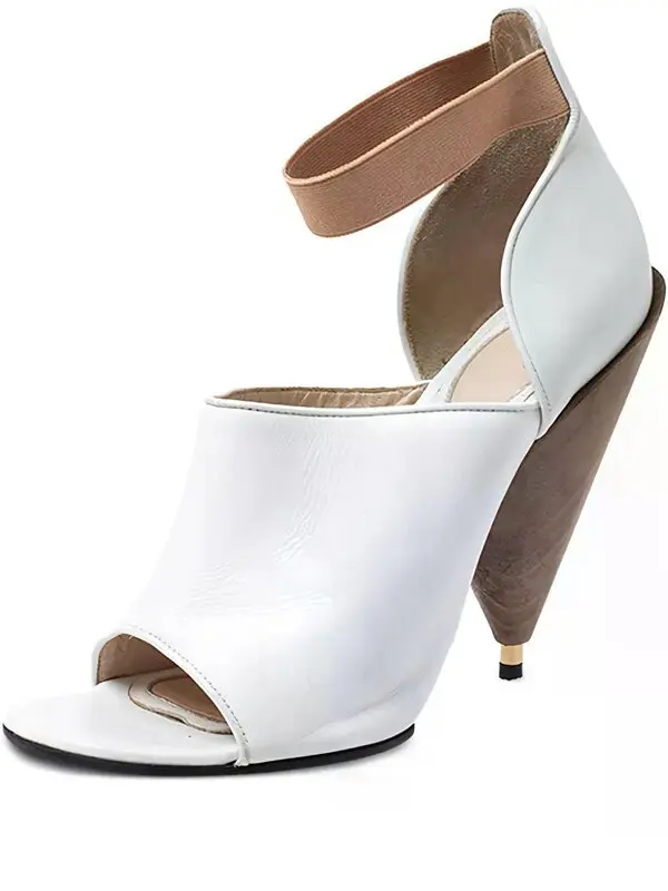 Givenchy 130mm Leather Cone Heel Sandals - White