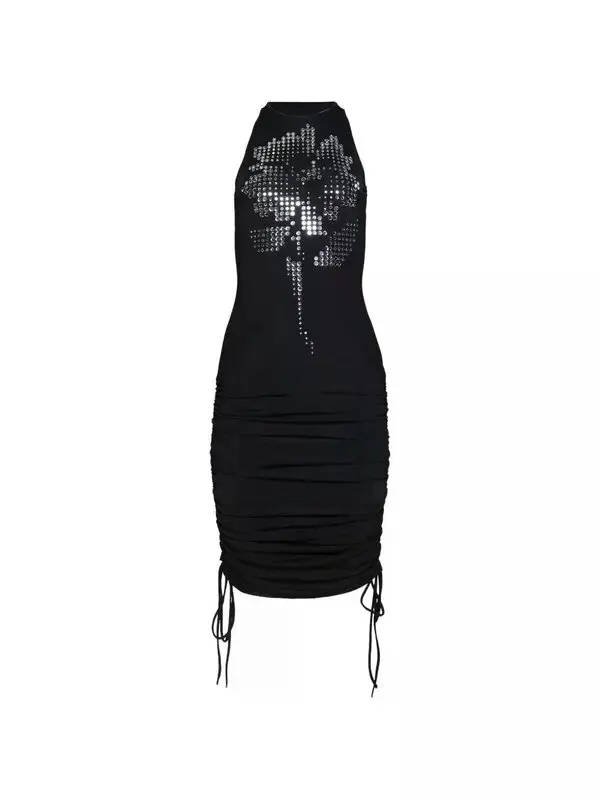 David Koma Mirrored Flower Ruched Dress