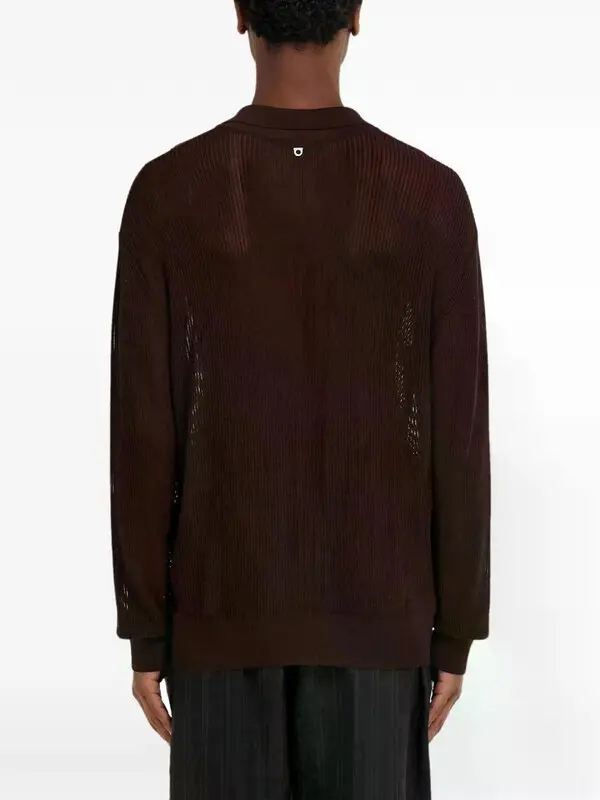 FERRAGAMO Long Sleeve Knitted Silk Polo Shirt
