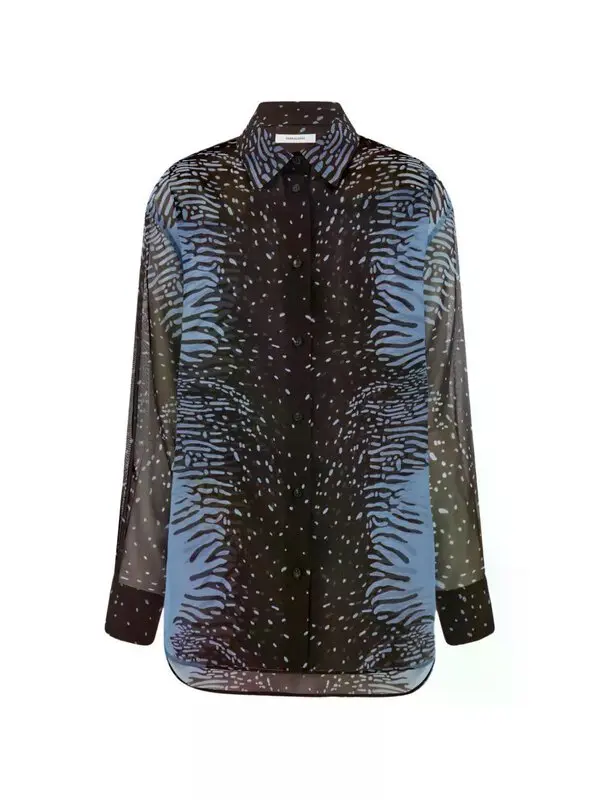 FERRAGAMO Silk Georgette Shirt - Brown