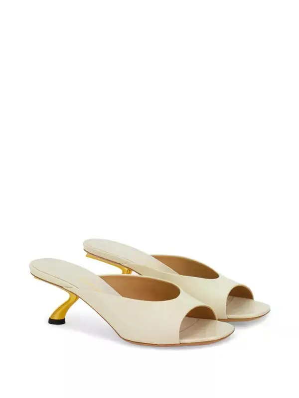 FERRAGAMO S-shaped Heeled Slides - Neutrals