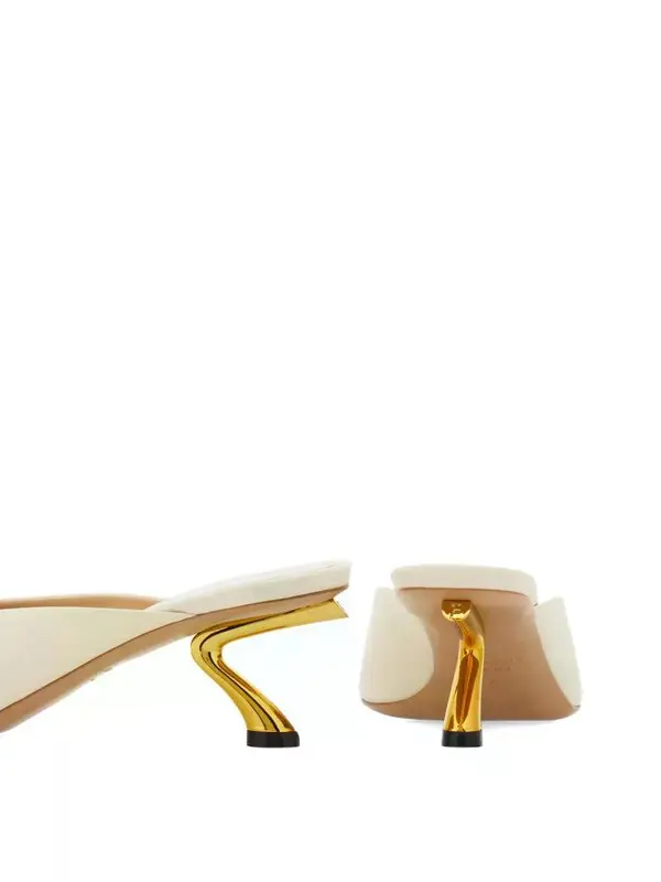 FERRAGAMO S-shaped Heeled Slides - Neutrals