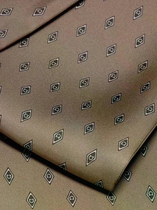 FERRAGAMO Micro Gancini Print Silk Scarf - Neutrals
