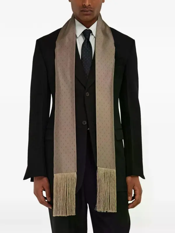 FERRAGAMO Micro Gancini Print Silk Scarf - Neutrals