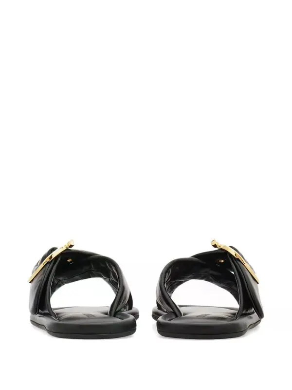 FERRAGAMO Gancini Buckled Nappa Leather Sandals - Black