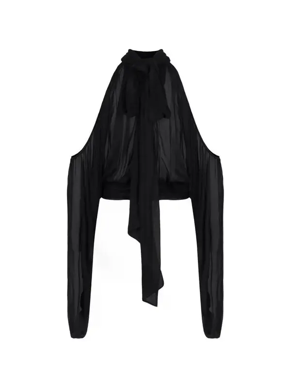Giuseppe Di Morabito Ruched Draped Silk Blouse - Black