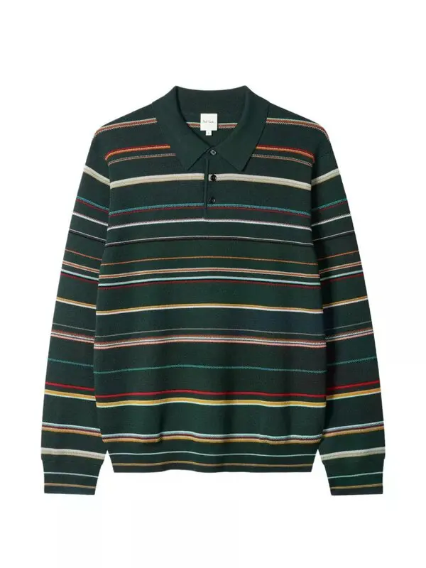 Paul Smith Signature Stripe Merino Wool Polo Shirt - Green