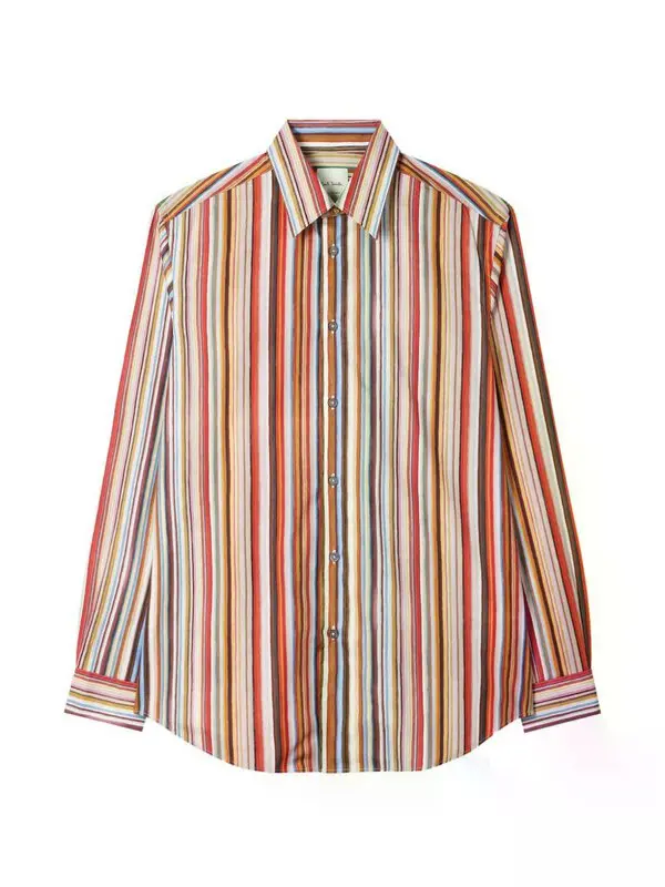Paul Smith Painted Signature Stripe Print Cotton Shirt