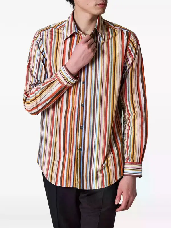 Paul Smith Painted Signature Stripe Print Cotton Shirt