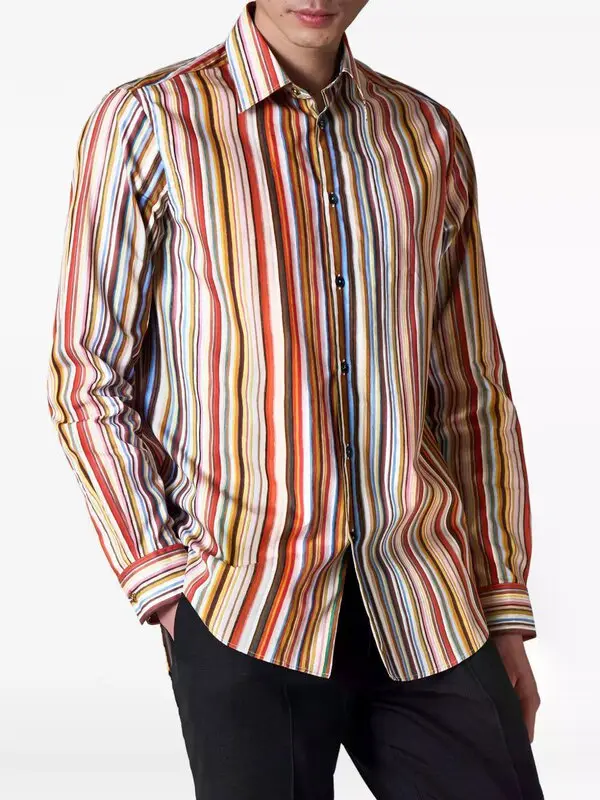 Paul Smith Painted Signature Stripe Print Cotton Shirt