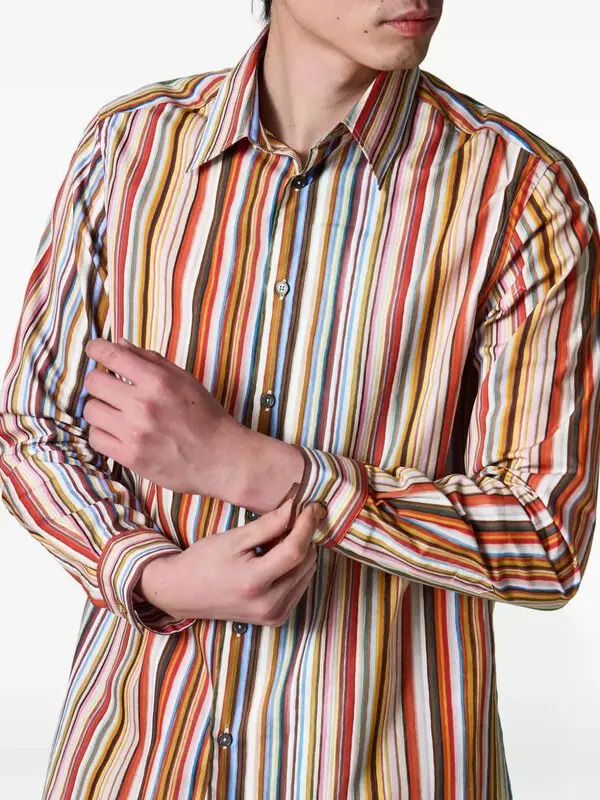 Paul Smith Painted Signature Stripe Print Cotton Shirt