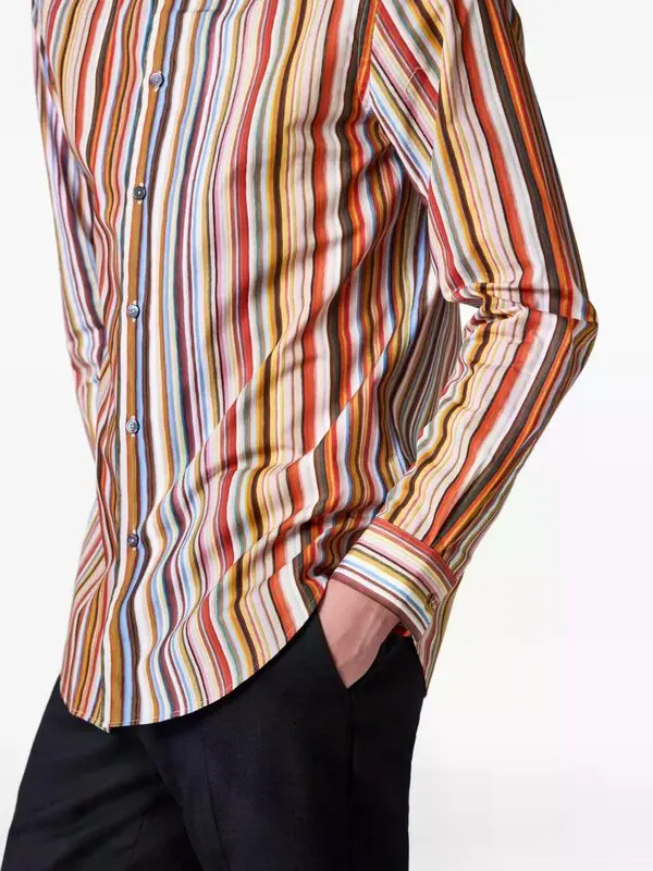 Paul Smith Painted Signature Stripe Print Cotton Shirt