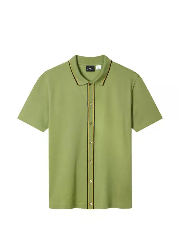 Paul Smith Button Stripe Polo Shirt - Green