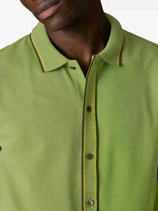 Paul Smith Button Stripe Polo Shirt - Green