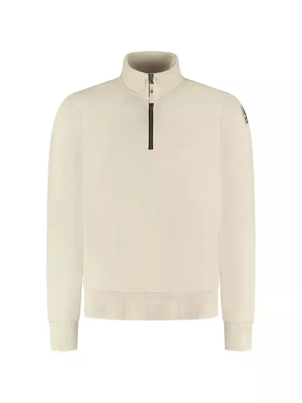 PARAJUMPERS Logo-patch Half-zip Sweatshirt - Neutrals