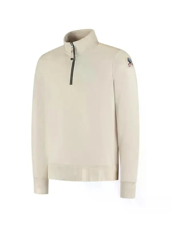 PARAJUMPERS Logo-patch Half-zip Sweatshirt - Neutrals