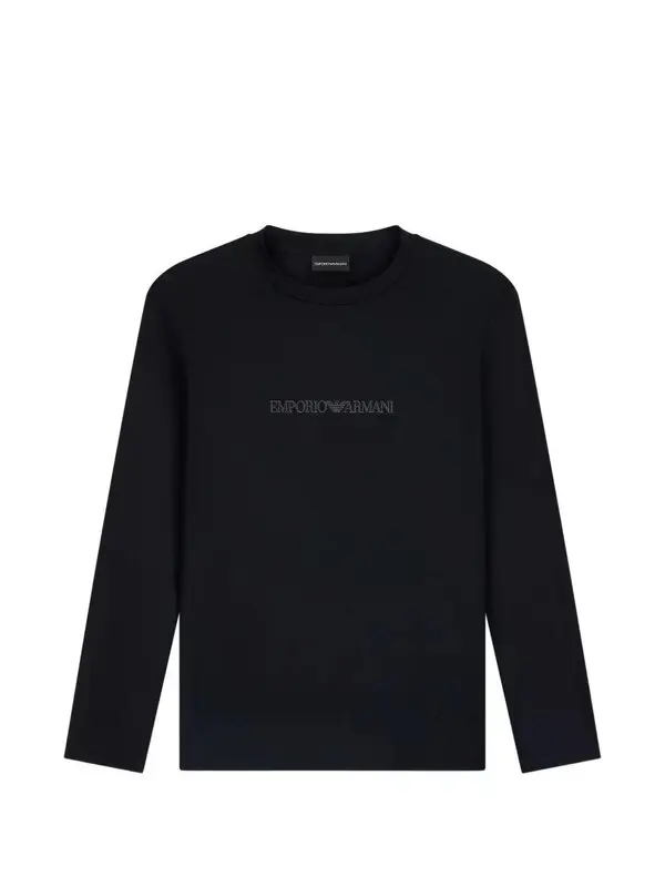 Emporio Armani Slim-fit Pima Jersey Sweater With Printed Logo