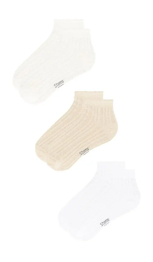 STEMS 3-pack Lace Knit Ankle Socks