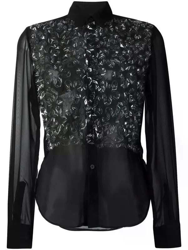 Noir Kei Ninomiya Pvc Appliqué Sheer Shirt