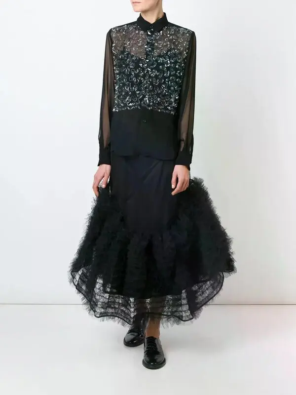 Noir Kei Ninomiya Pvc Appliqué Sheer Shirt