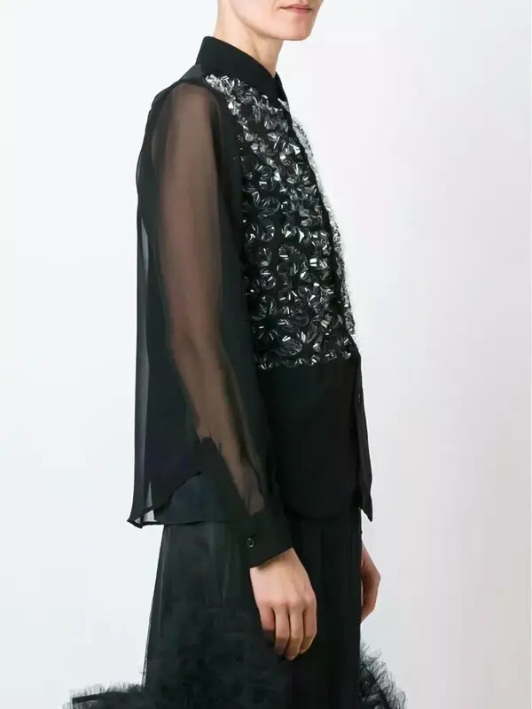 Noir Kei Ninomiya Pvc Appliqué Sheer Shirt