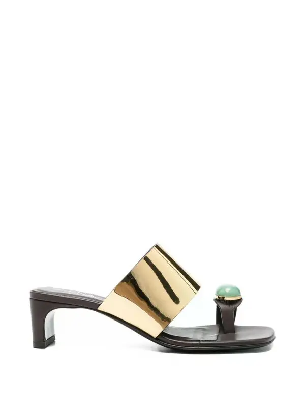 Elena Iachi Gemstone-detail Sandals - Gold