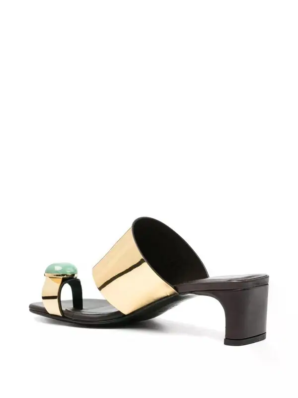 Elena Iachi Gemstone Detail Sandals - Gold