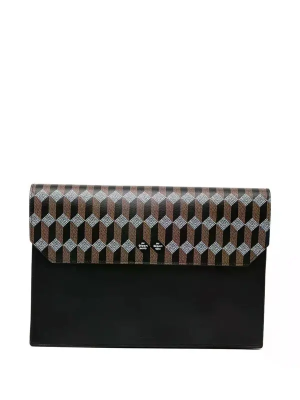 AU DEPART Geometric-print Clutch Bag - Black